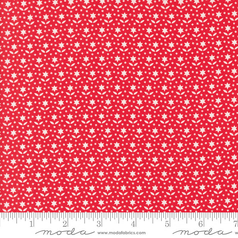 Buon Natale Star Blooms Pomegranate – Remnant 9″ × 44″ – Moda – Fort Worth Fabric Studio