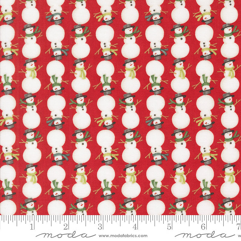 Winter Friends Snowman Stripe Berry Red – Moda – Fort Worth Fabric Studio