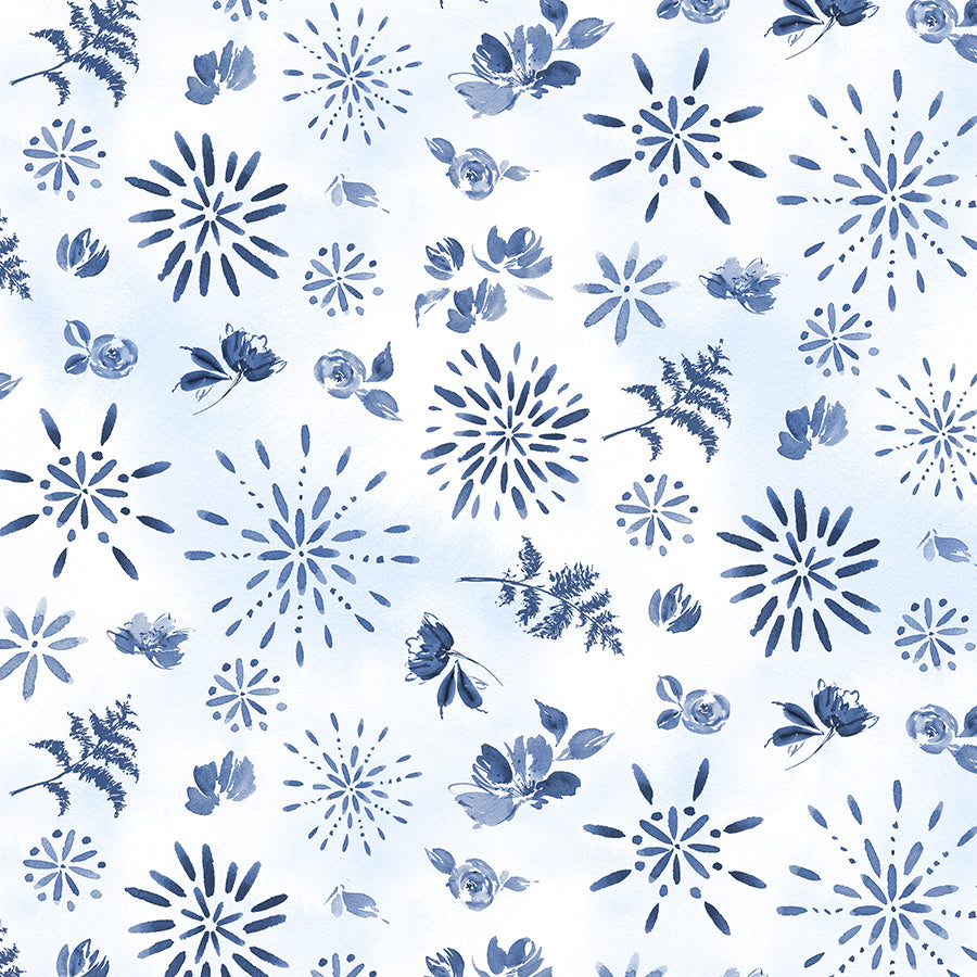 Dreaming in Blue All Over White – Wilmington Prints – Fort Worth Fabric ...