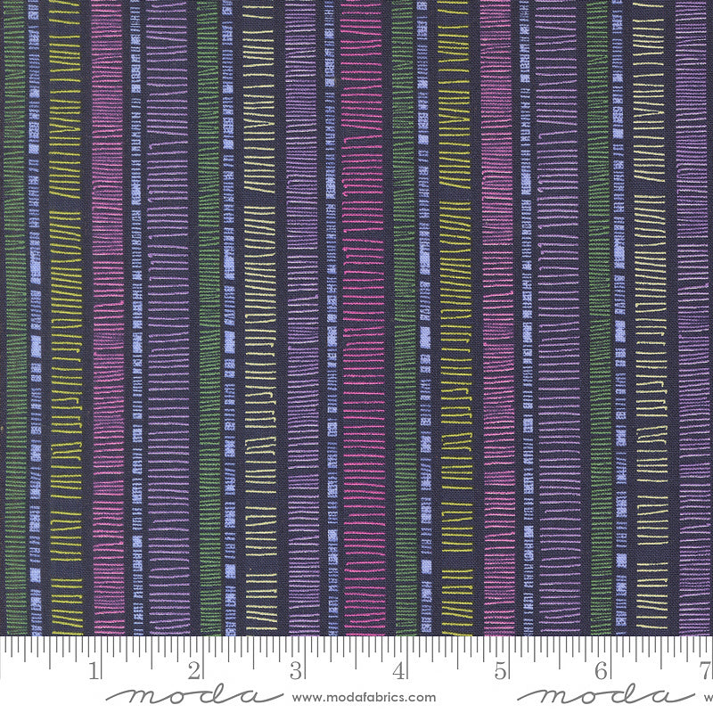 Superbloom Scribble Stripes Indigo – Remnant 40″ × 44″ – Moda – Fort ...