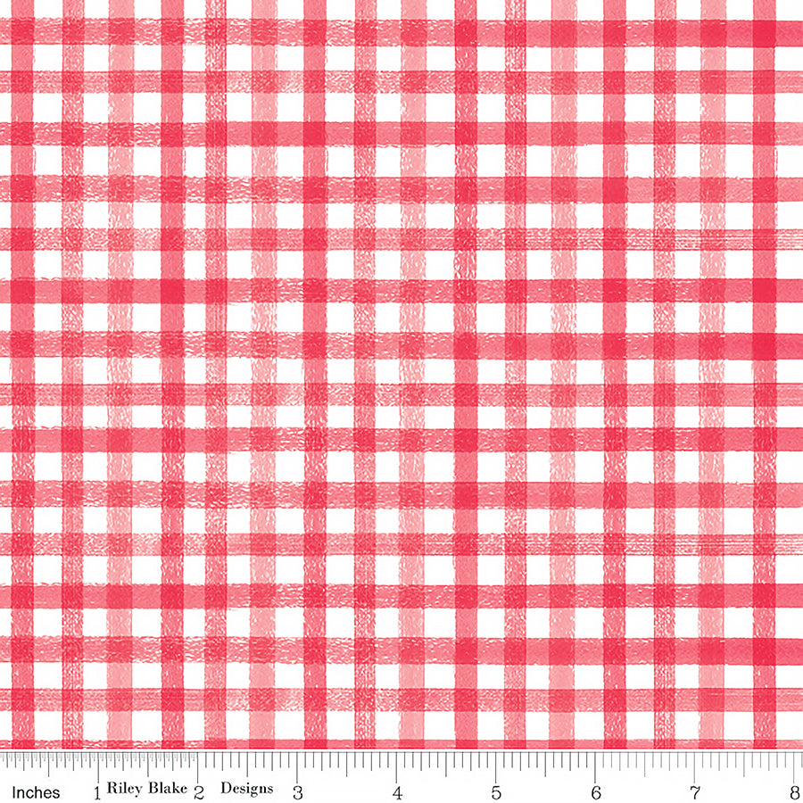 Flora No. 6 Gingham Raspberry – Riley Blake – Fort Worth Fabric Studio