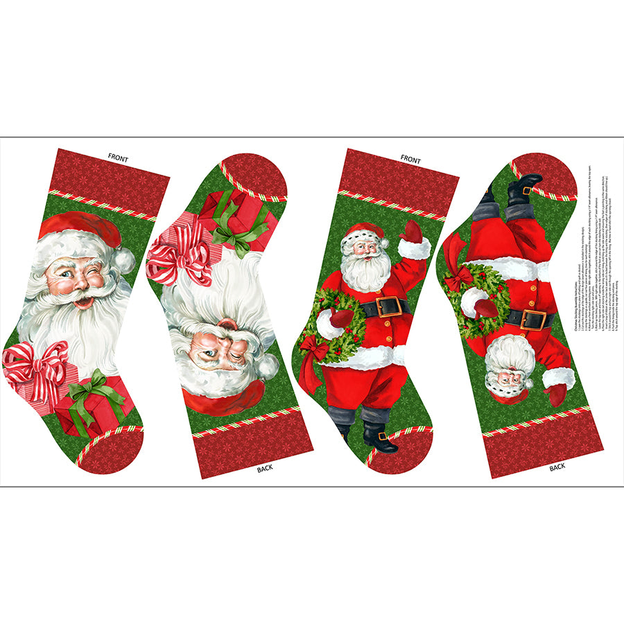 Vintage Christmas 24" Stocking Panel Dark Green Multi – Northcott ...