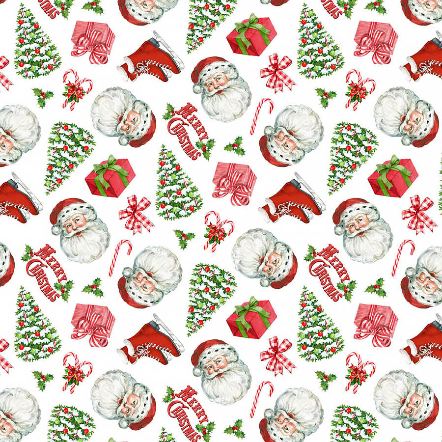 Vintage Christmas Santa Toss White Multi – Northcott – Fort Worth ...