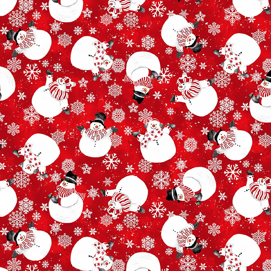 Snow Crew Flannel Tossed Snowmen Red – Henry Glass – Fort Worth Fabric ...