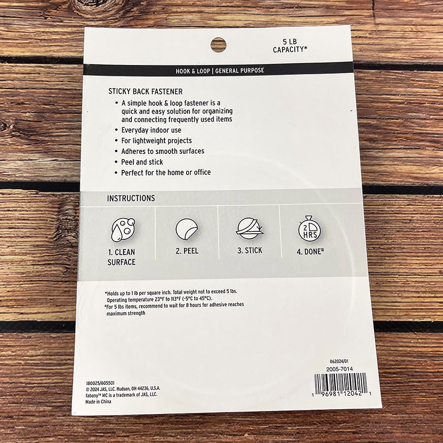 Hook & Loop Sticky Back Fastener White ¾" x 5' by Fabany – Fort Worth ...