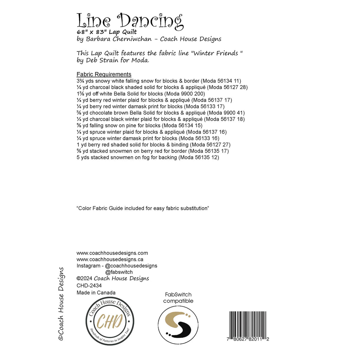 Line Dancing Quilt Pattern by Coach House Designs – Fort Worth Fabric ...