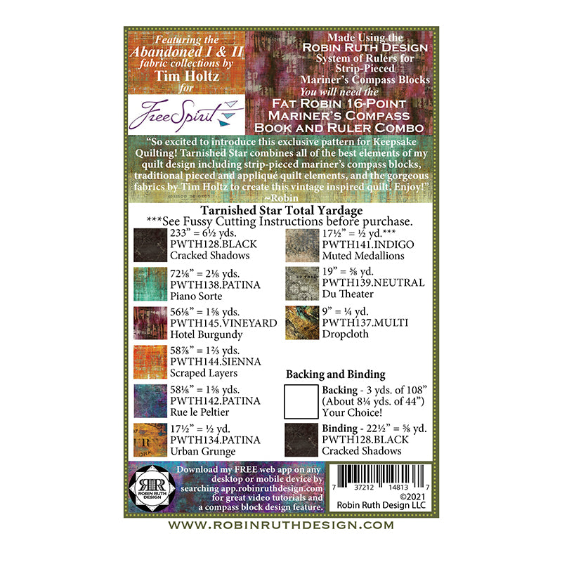 Tarnished Star Quilt Pattern by Robin Ruth Design – Fort Worth Fabric ...